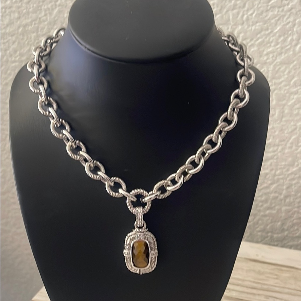 Judith Ripka Chunky Sterling Silver Tigers Eye Pendan… - Gem